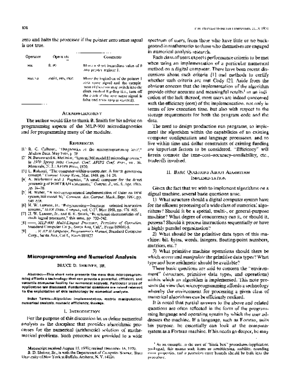 (PDF) Microprogramming and Numerical Analysis (PDF) Microprogramming and Numerical Analysis