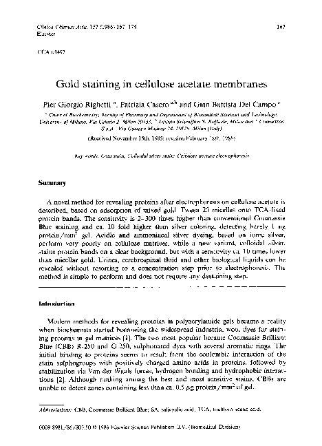 Pdf Gold Staining In Cellulose Acetate Membranes Gian Campo