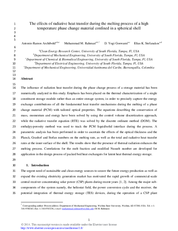 (PDF) The effects of radiative heat transfer during the melting process ...