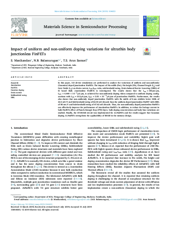 (PDF) Impact of uniform and non-uniform doping variations for ultrathin ...