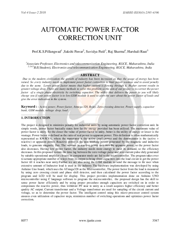 (PDF) Automatic Power Factor Correction Unit