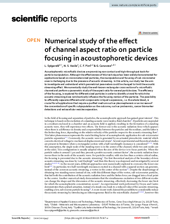 (PDF) Numerical study of the effect of channel aspect ratio on particle ...