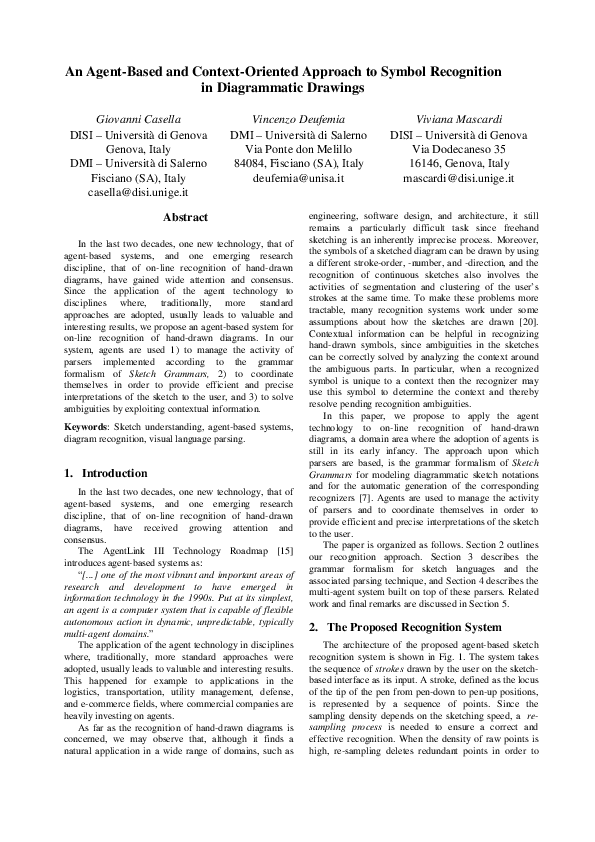 Pdf An Agent Based And Context Oriented Approach To Symbol Recognition In Diagrammatic