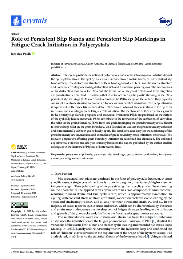 (PDF) Role of Persistent Slip Bands and Persistent Slip Markings in ...