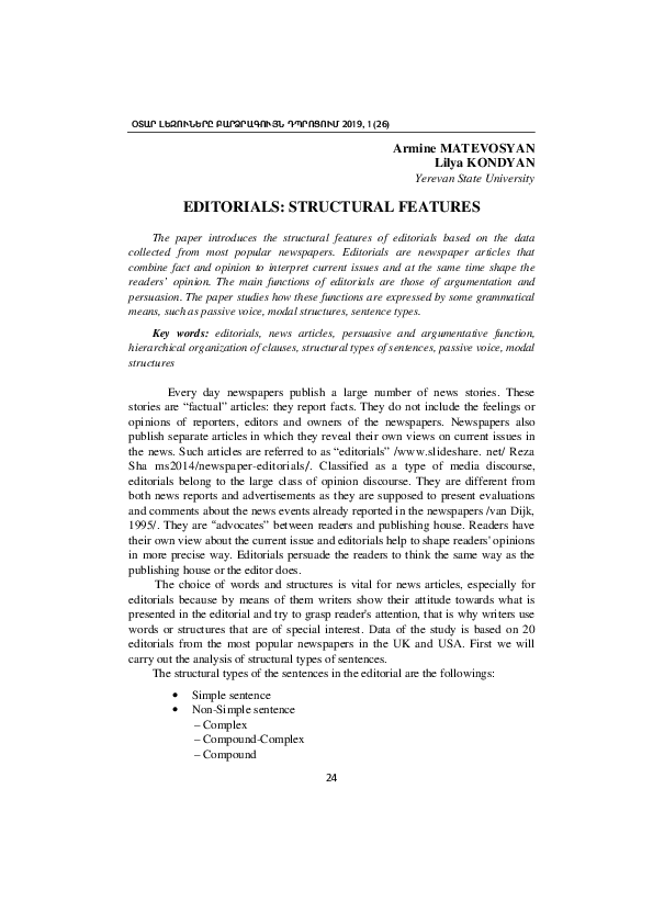 (PDF) Editorials: Structural Features