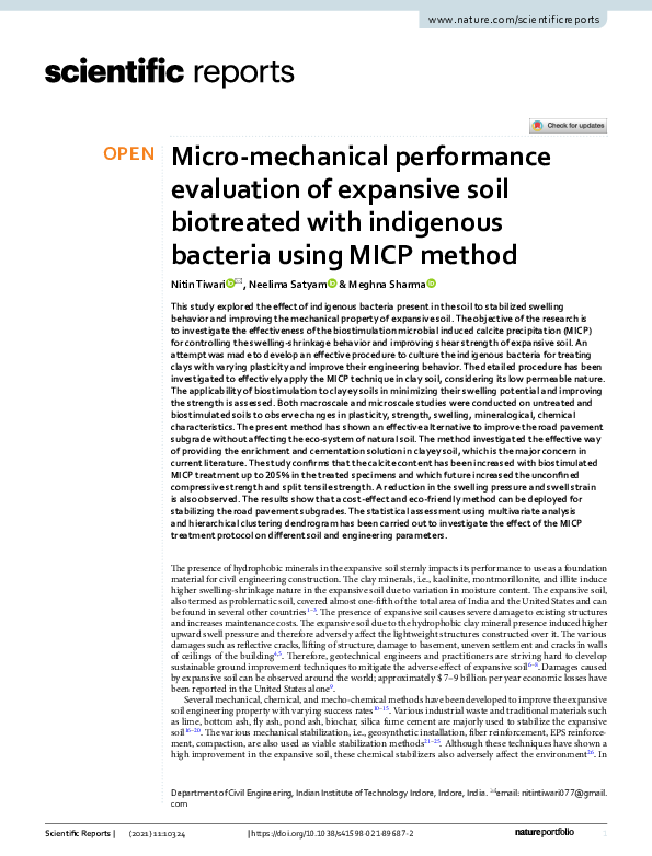 (PDF) Micro-mechanical performance evaluation of expansive soil ...