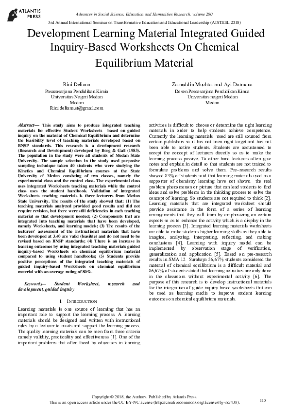 (PDF) Development of Integrated Learning Materials Student Worksheet Based Guided Inquiry on ...