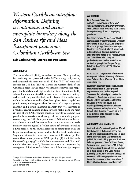 (PDF) Western Caribbean intraplate deformation: Defining a continuous ...