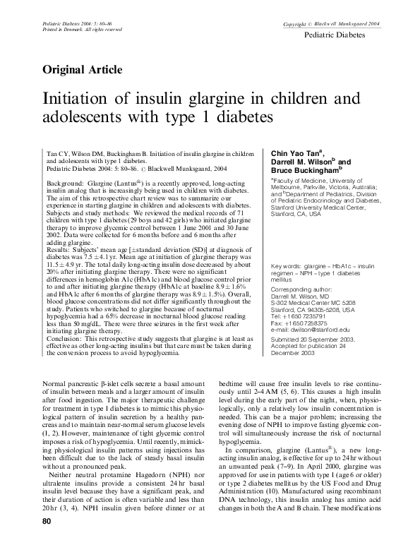 (PDF) Initiation of insulin glargine in children and adolescents with ...