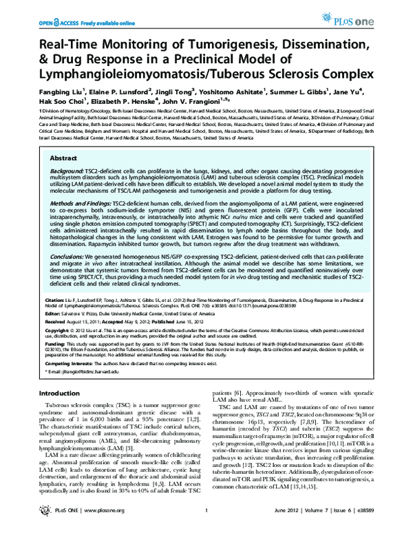 Real-Time Monitoring of Tumorigenesis, Dissemination, & Drug Response in a Preclinical Model of ...
