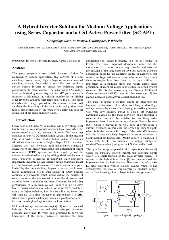 (PDF) A Hybrid Inverter Solution for Medium Voltage Applications using ...