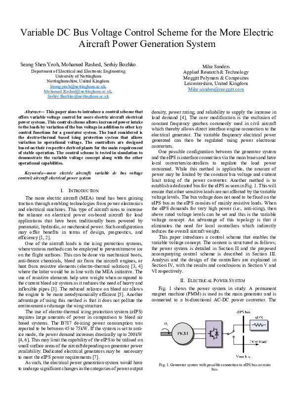 (PDF) Variable DC Bus Voltage Control Scheme for the More Electric ...