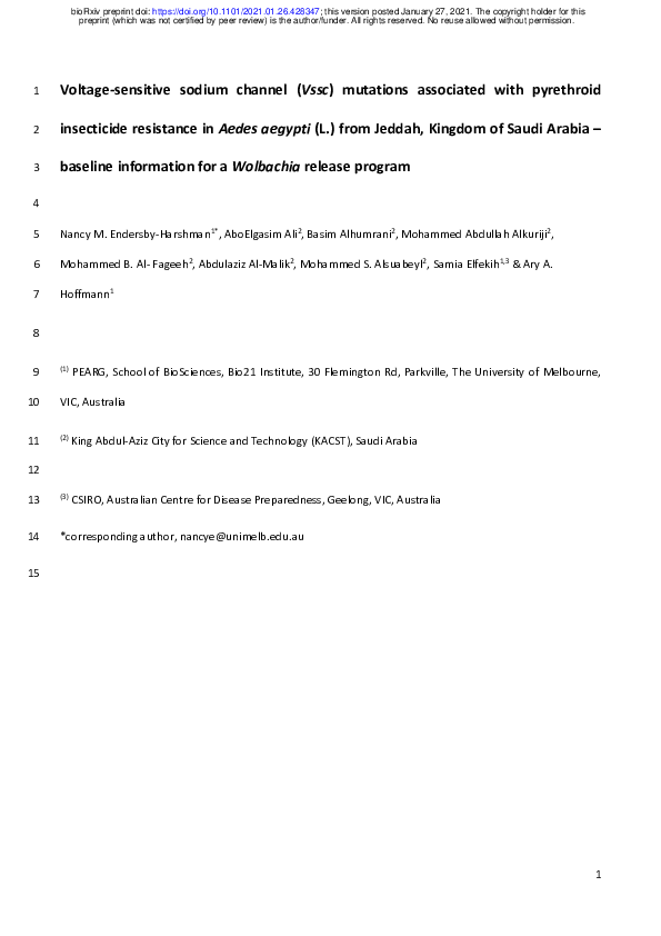 (PDF) Voltage-sensitive sodium channel (Vssc) mutations associated with ...