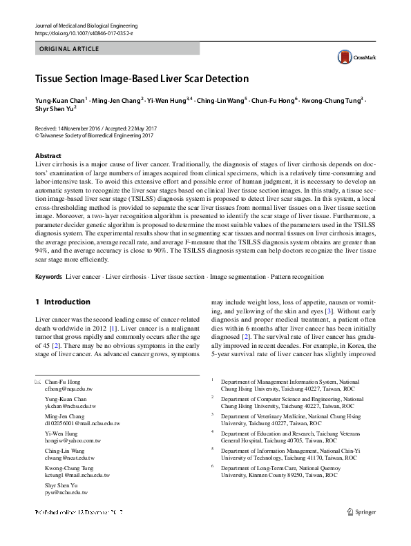 (PDF) Tissue Section Image-Based Liver Scar Detection
