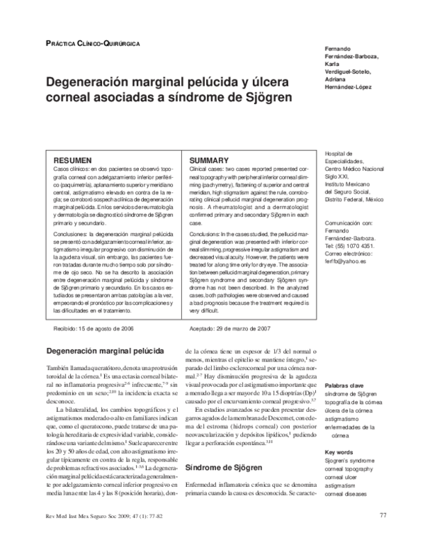 (PDF) Degeneracion marginal pelucida y ulcera