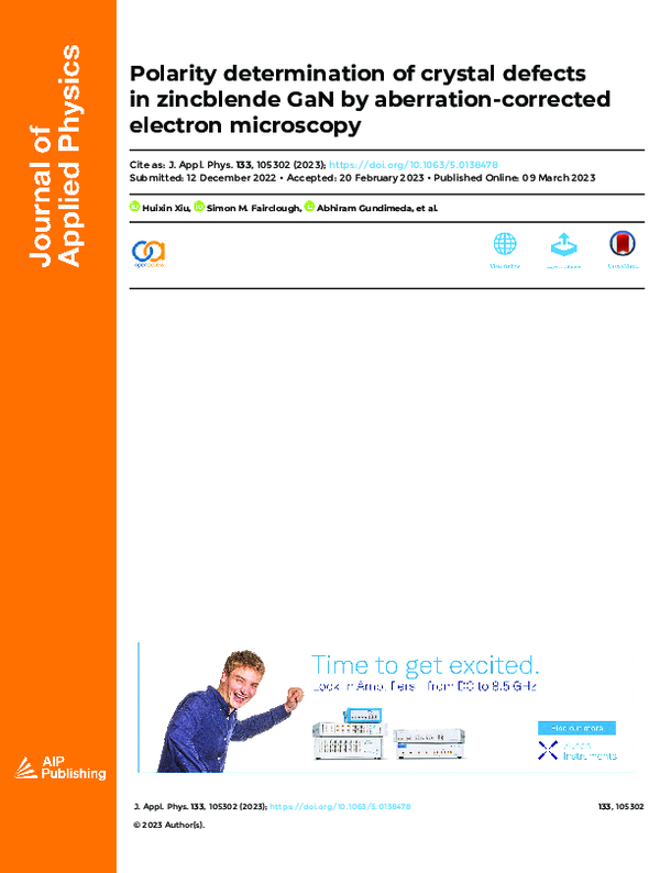 (PDF) Polarity determination of crystal defects in zincblende GaN by aberration-corrected ...