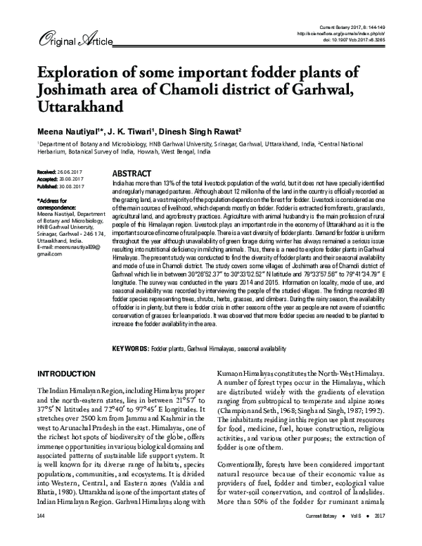 (PDF) Exploration of Some Important Fodder Plants of Joshimath area of ...