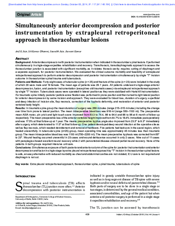 (PDF) Simultaneously anterior decompression and posterior ...