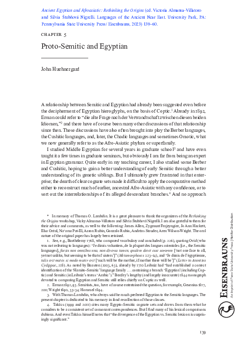 (PDF) 2023 Proto-Semitic and Egyptian