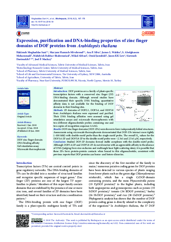 (PDF) {"__content__"=>"Expression, purification and DNA-binding ...
