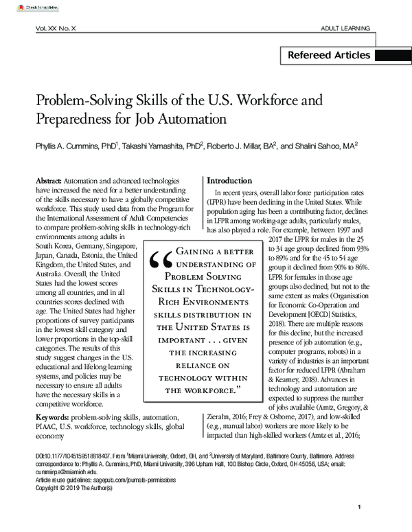 (PDF) Problem-Solving Skills of the U.S. Workforce and Preparedness for ...