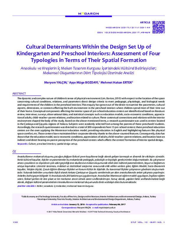 (PDF) Cultural Determinants Within the Design Set Up of Kindergarten and Preschool Interiors ...