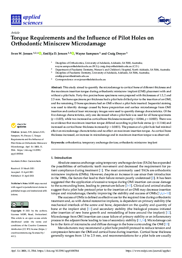 (PDF) Torque Requirements and the Influence of Pilot Holes on ...
