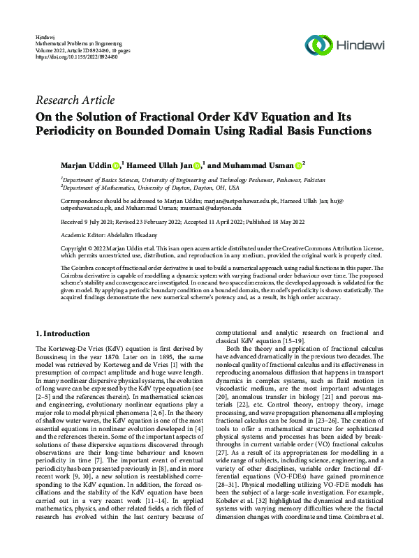 (PDF) On the Solution of Fractional Order KdV Equation and Its Periodicity on Bounded Domain ...