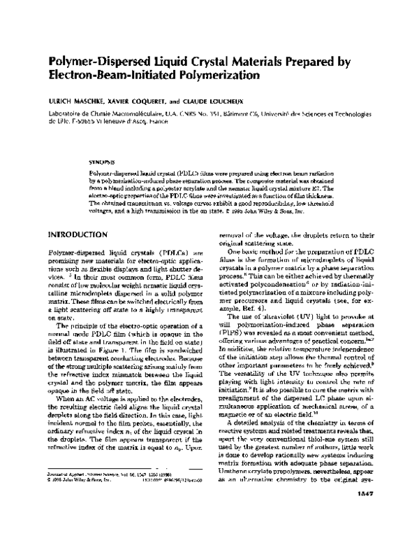 (PDF) Polymer-dispersed liquid crystal materials prepared by electron ...