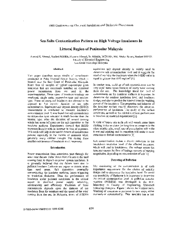 (PDF) Sea salts contamination pattern on high voltage insulators in ...