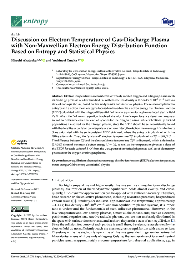 (PDF) Discussion on Electron Temperature of Gas-Discharge Plasma with ...