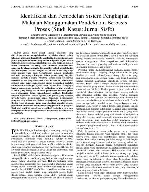 (PDF) Identifikasi dan Pemodelan Sistem Pengkajian Makalah Menggunakan Pendekatan Berbasis ...