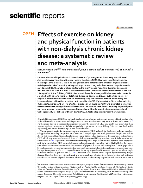 (PDF) Effects of exercise on kidney and physical function in patients ...