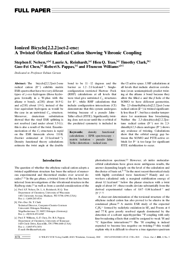 (PDF) Ionized Bicyclo[2.2.2]oct-2-ene: A Twisted Olefinic Radical ...