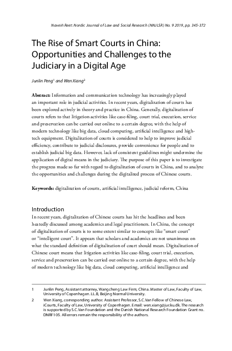 (PDF) The Rise of Smart Courts in China