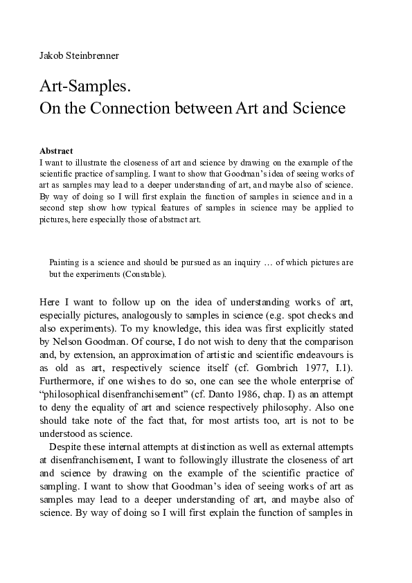 (PDF) Art-Samples. On the Connection between Art and Science