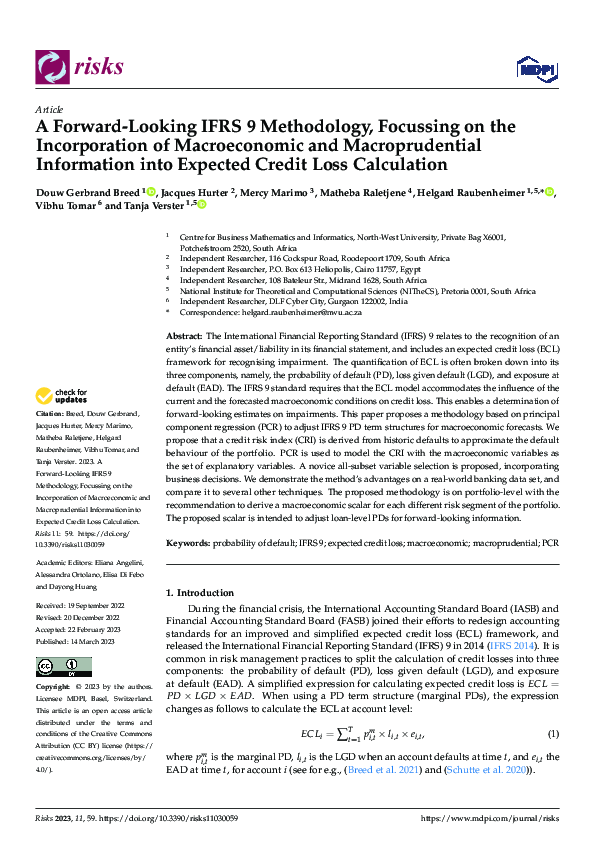 (PDF) A Forward-Looking IFRS 9 Methodology, Focussing on the Incorporation of Macroeconomic and ...