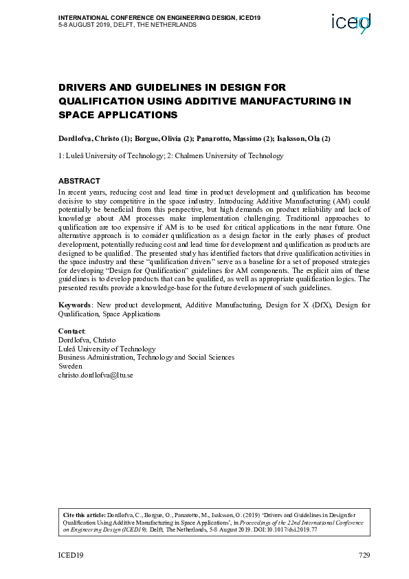 (PDF) Drivers and Guidelines in Design for Qualification Using Additive ...
