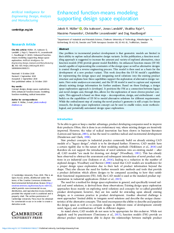 Pdf Enhanced Function Means Modeling Supporting Design Space Exploration