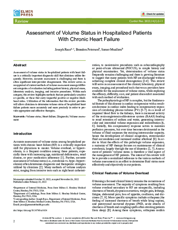 (PDF) Assessment of Volume Status in Hospitalized Patients With Chronic ...