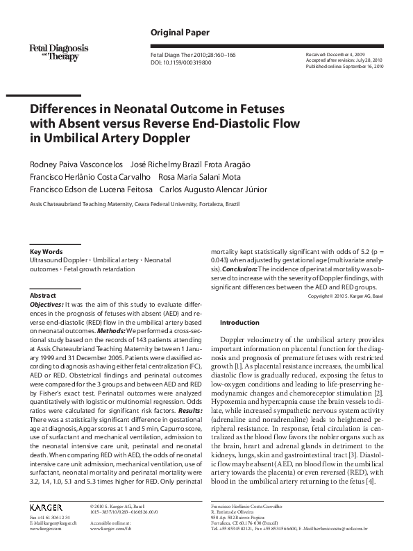 (PDF) Differences in Neonatal Outcome in Fetuses with Absent versus ...