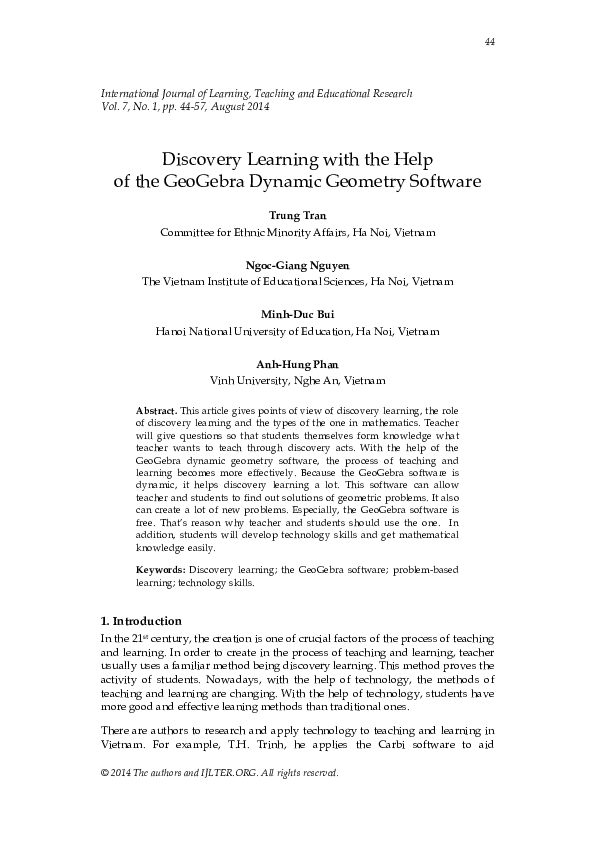 (PDF) Discovery Learning with The Help of The GeoGebra Dynamic Geometry ...
