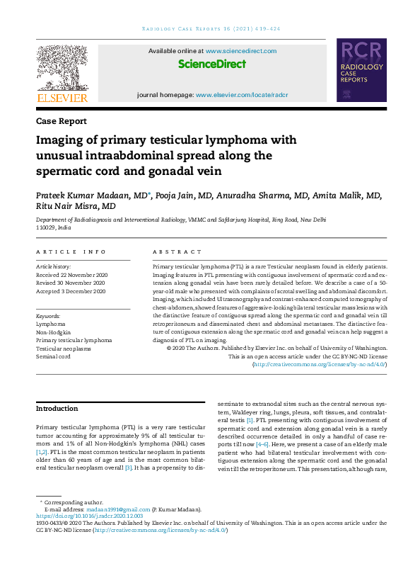 (PDF) Imaging of primary testicular lymphoma with unusual ...