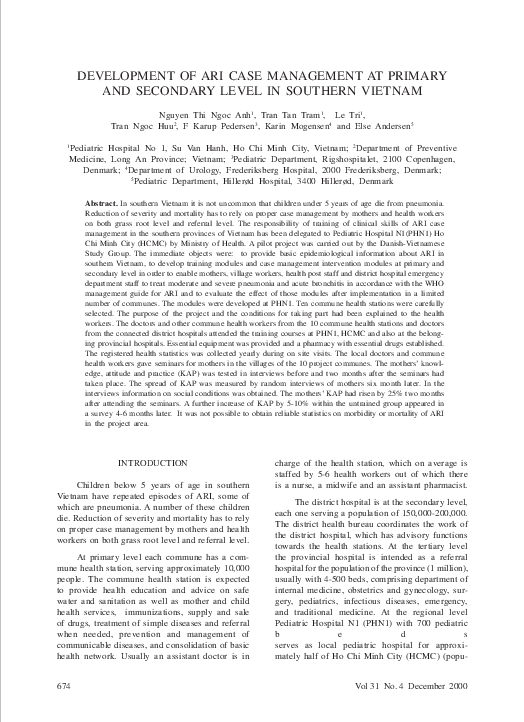 (PDF) Development of ARI case management at primary and secondary level ...