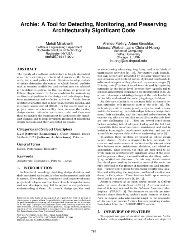 (PDF) Archie: a tool for detecting, monitoring, and preserving ...
