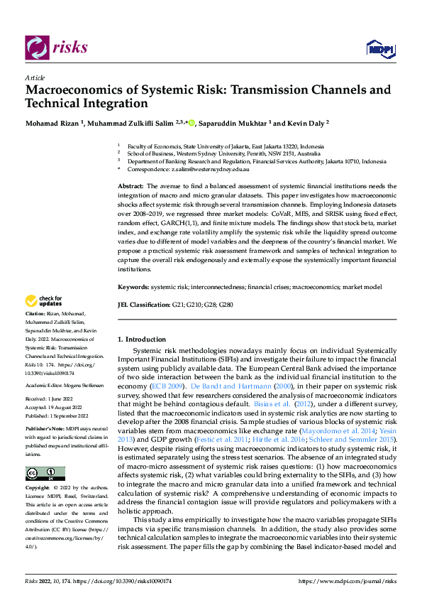 (PDF) Macroeconomics of Systemic Risk: Transmission Channels and ...