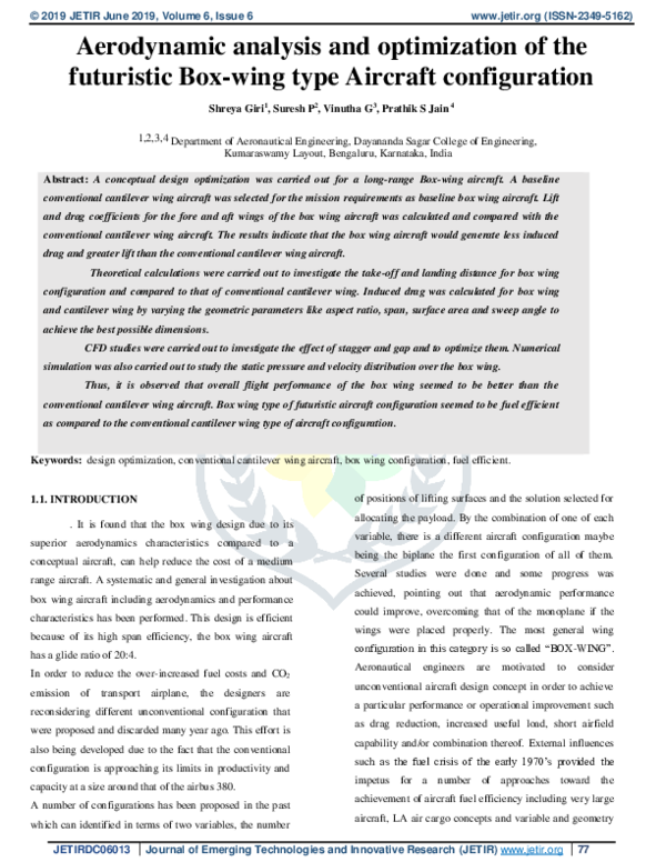 (PDF) Aerodynamic analysis and optimization of the futuristic Box-wing ...