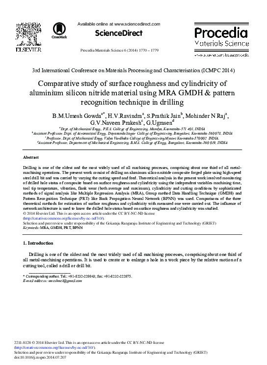 (PDF) Comparative Study of Surface Roughness and Cylindricity of Aluminium Silicon Nitride ...