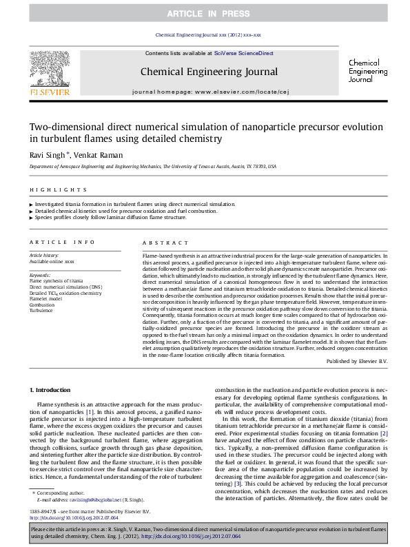 (PDF) Two-dimensional direct numerical simulation of nanoparticle precursor evolution in ...