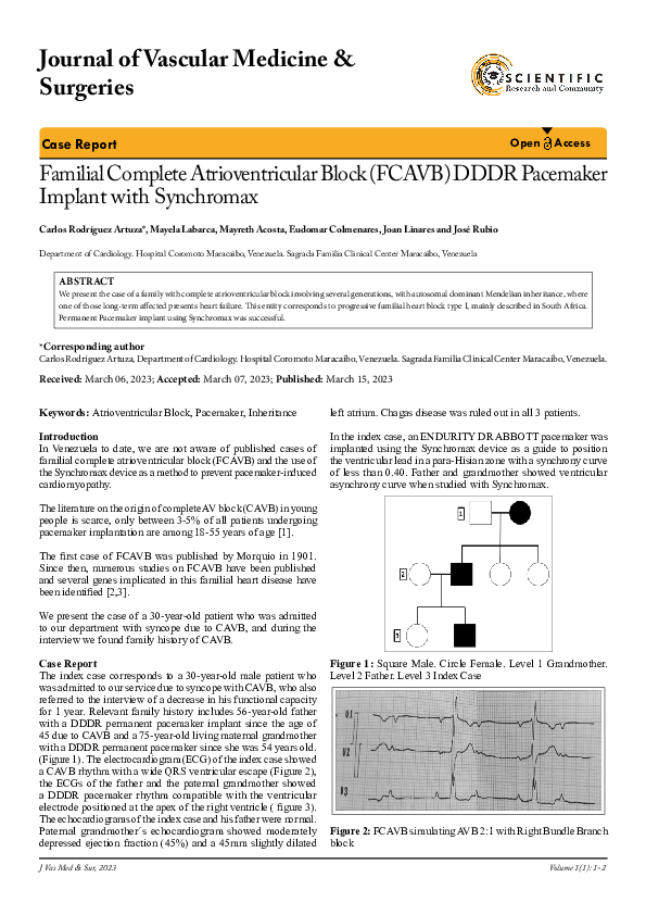 (PDF) Familial Complete Atrioventricular Block (FCAVB) DDDR Pacemaker ...